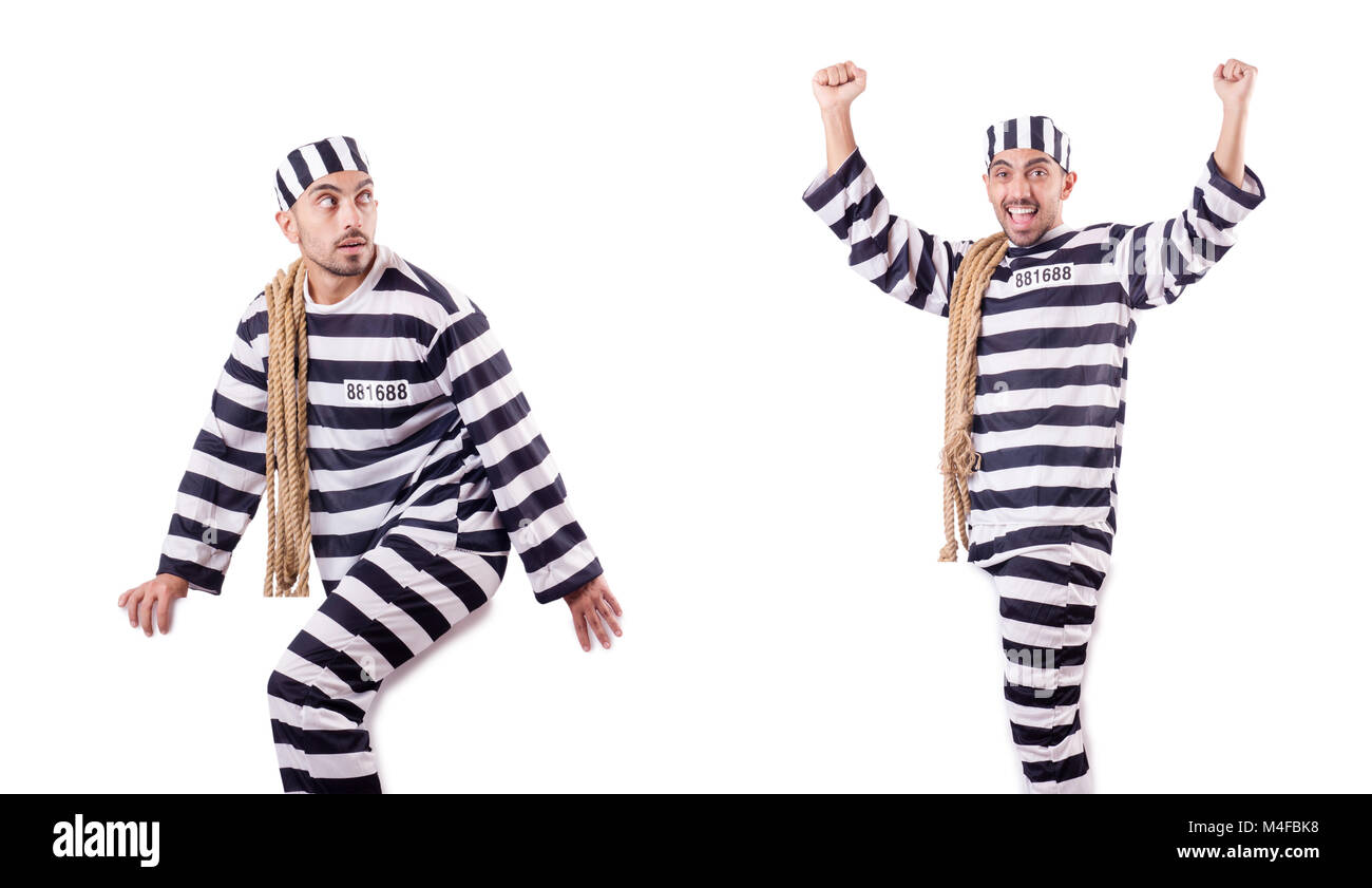 Convict criminal in striped uniform Stock Photo - Alamy