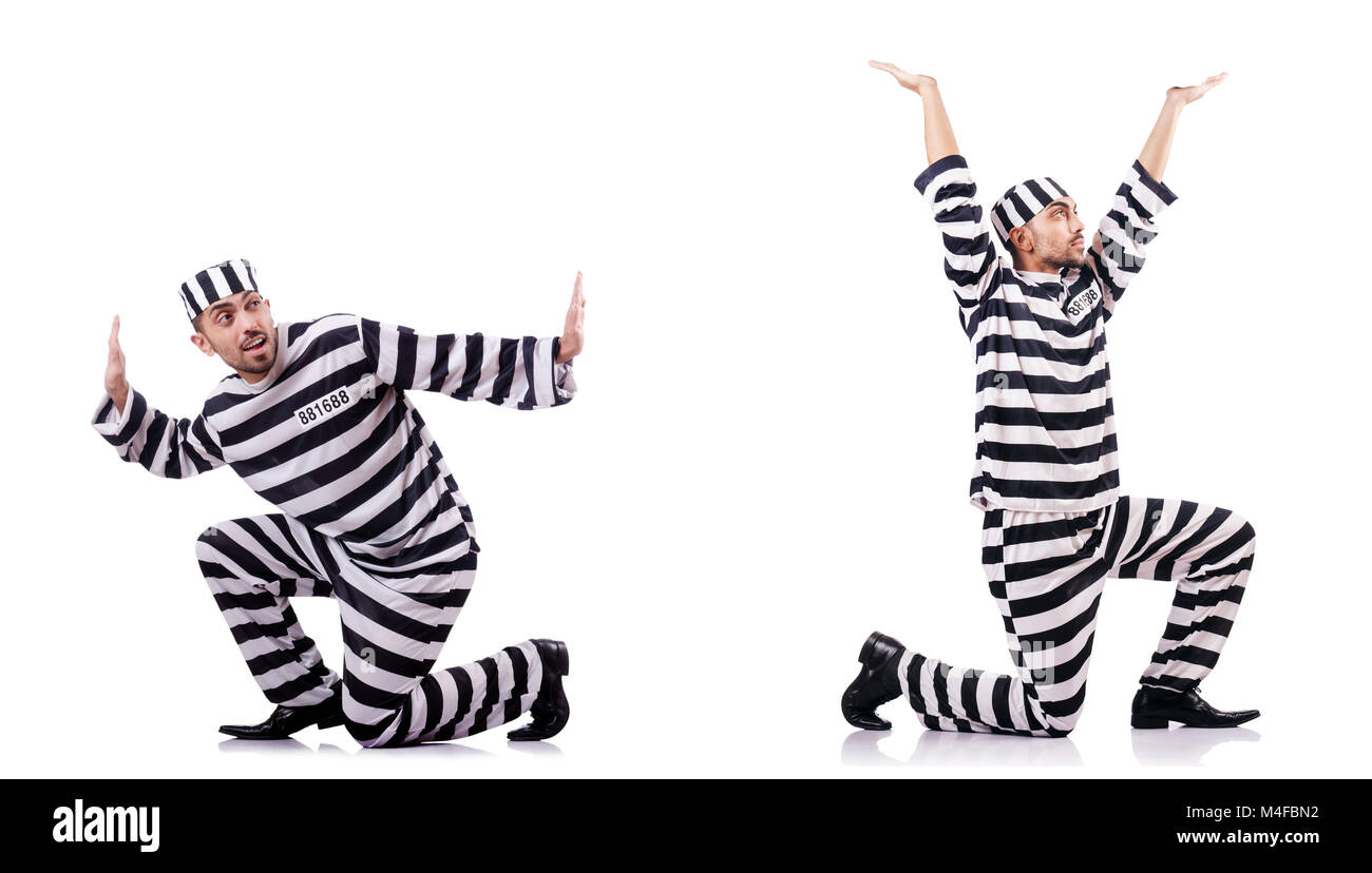 Convict criminal in striped uniform Stock Photo - Alamy