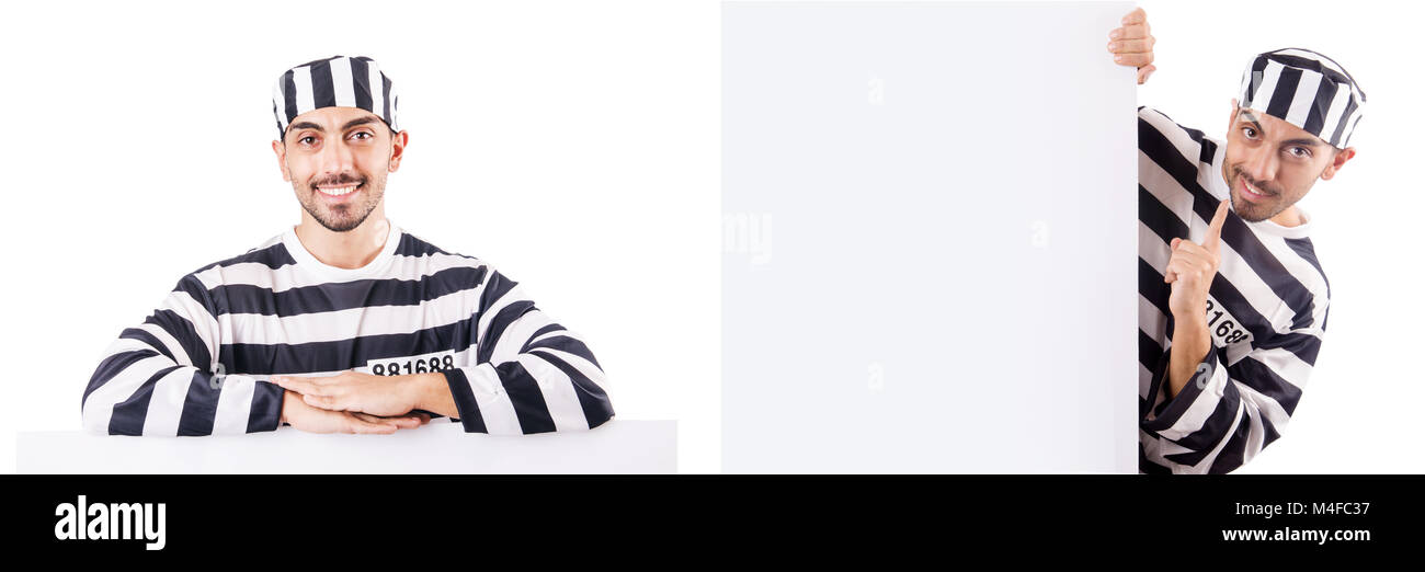 Convict criminal in striped uniform Stock Photo - Alamy