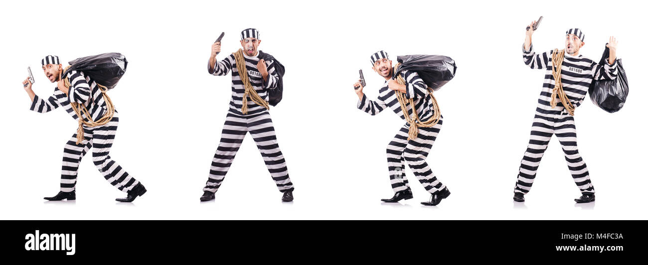 Convict criminal in striped uniform Stock Photo - Alamy