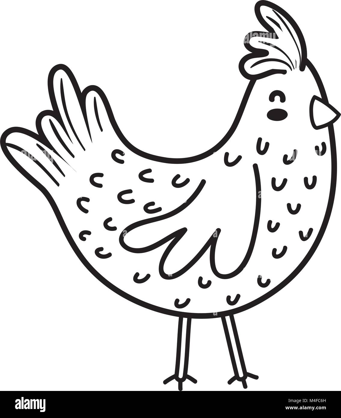 line hen farm bird animal with wings Stock Vector Image & Art - Alamy