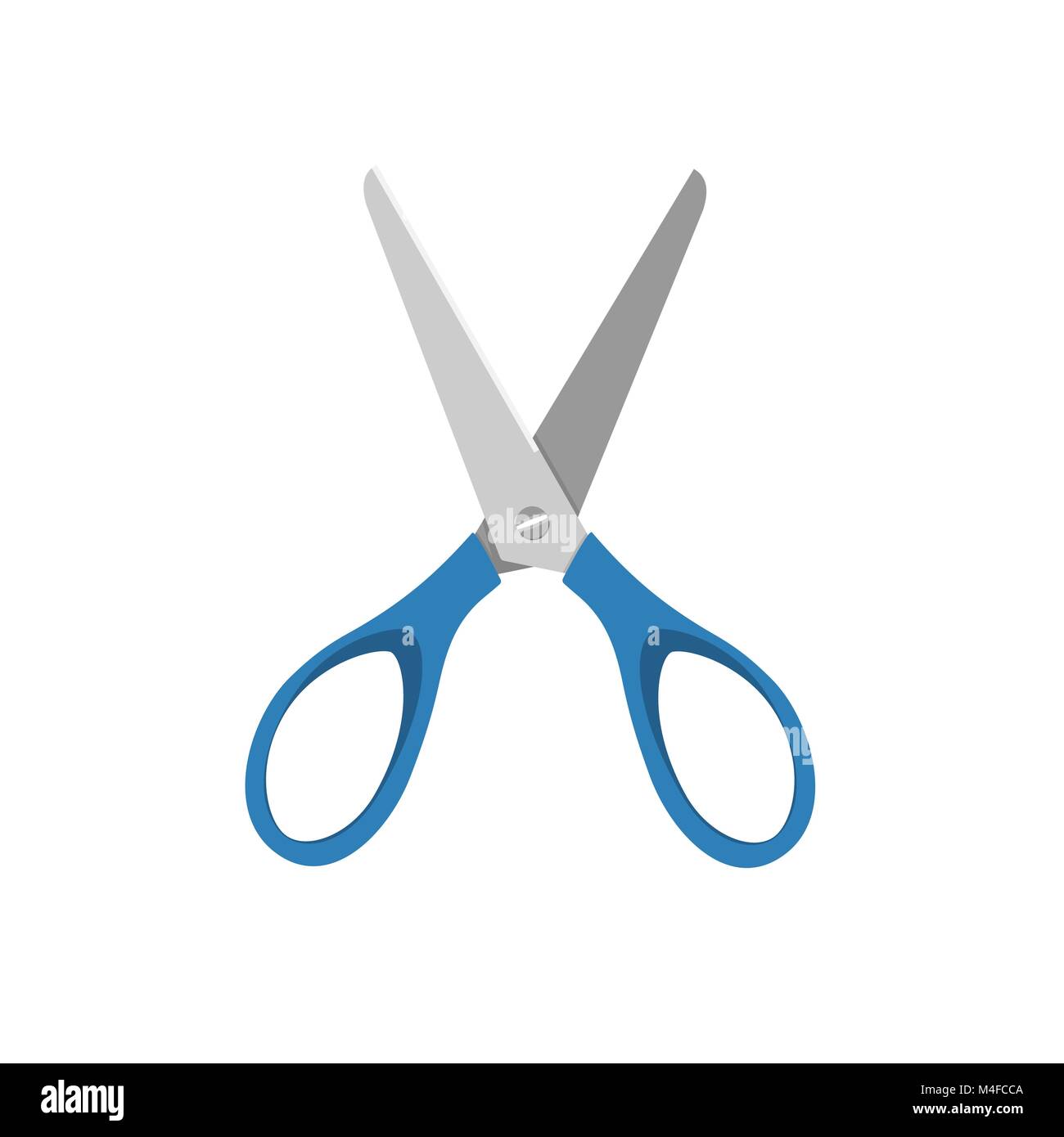Blue open scissors on a white background. Vector illustration Stock ...