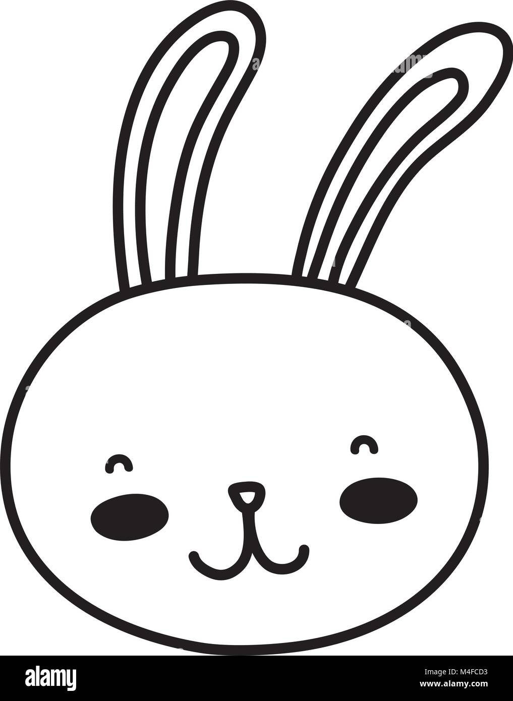 line happy rabbit head animal cartoon Stock Vector Image & Art - Alamy