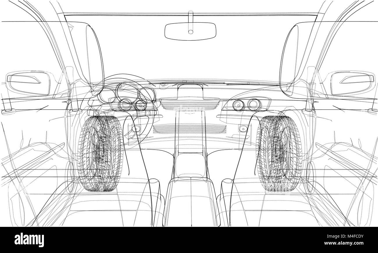 Sketch of car interior. Vector rendering of 3d Stock Vector Image & Art ...