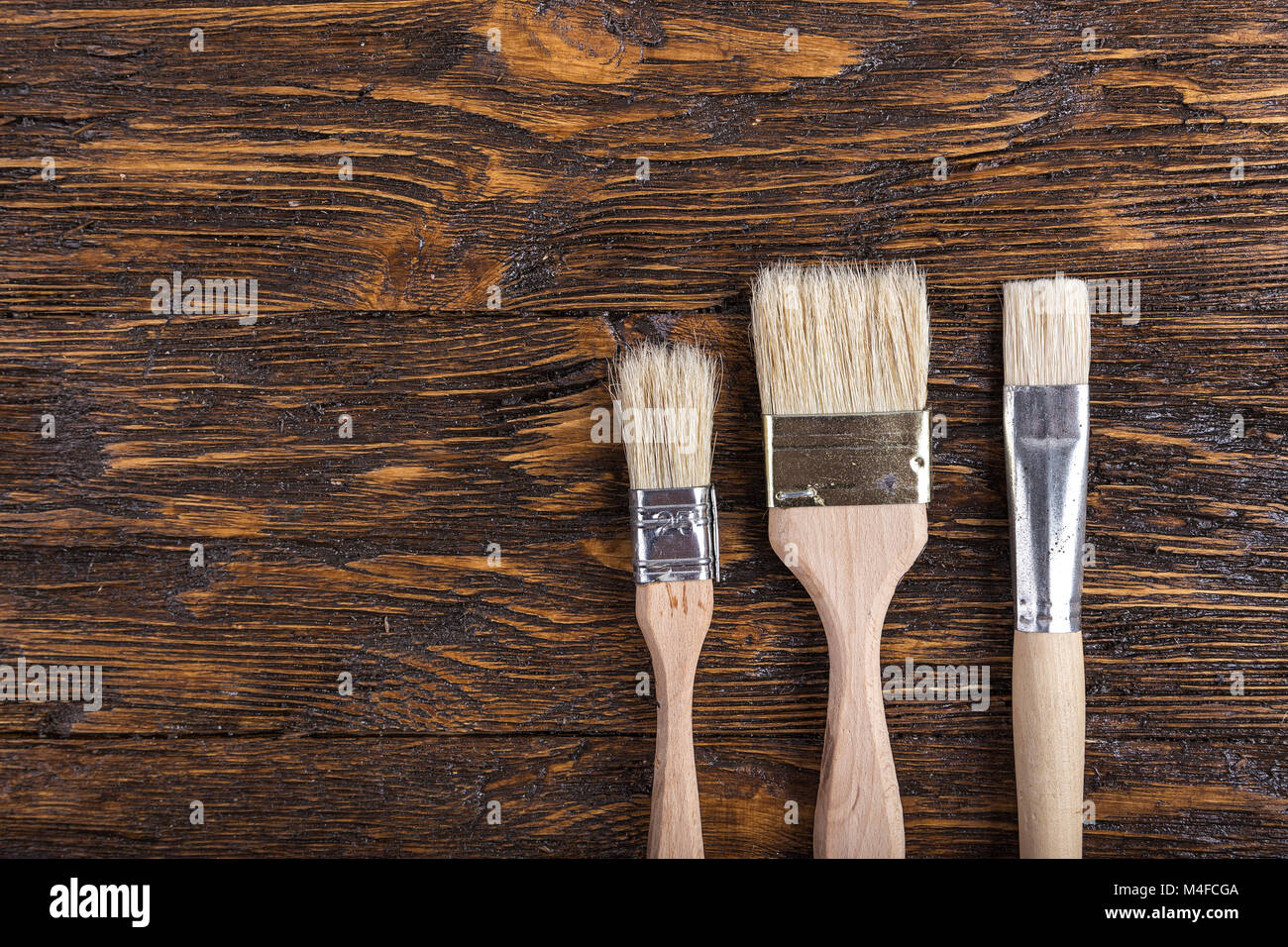 Top view of table renovation with brushes hi-res stock photography and ...