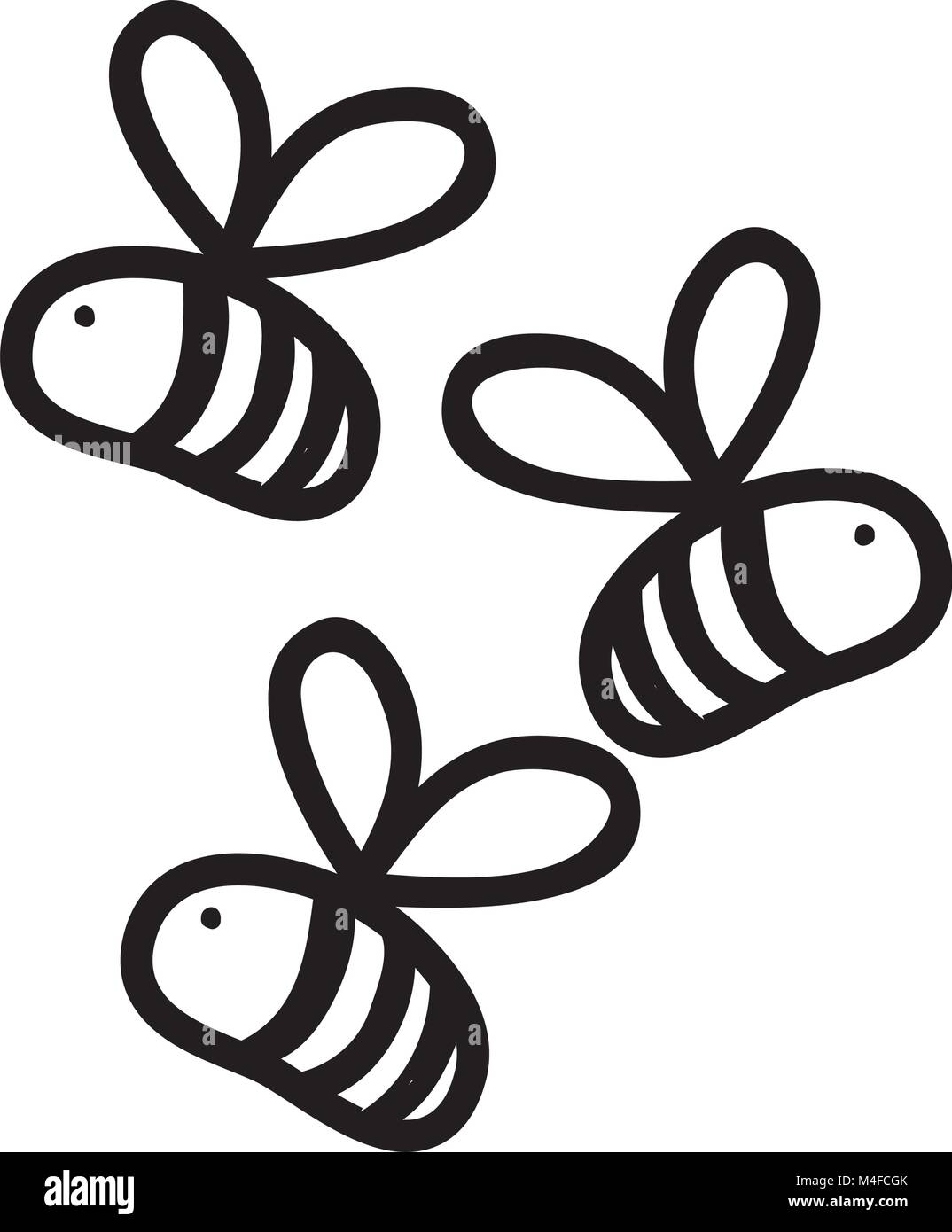 line cute bees insect animal flying Stock Vector Image & Art - Alamy