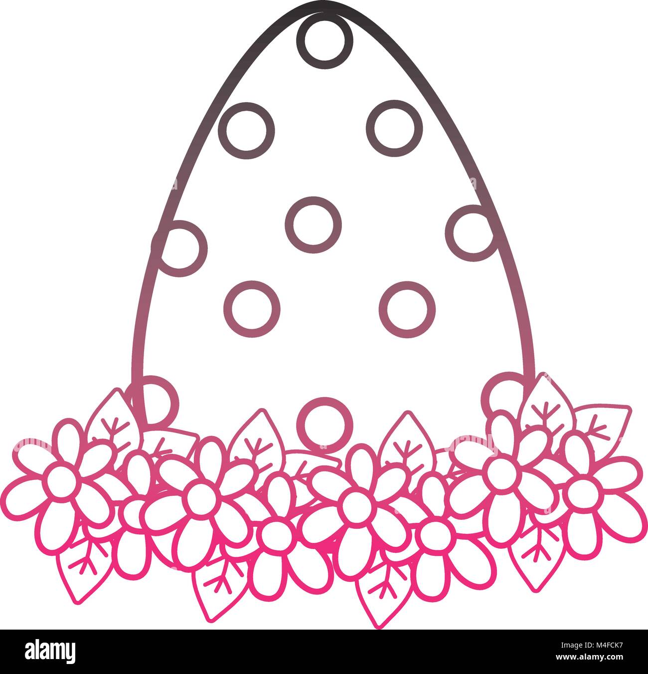 color line egg easter with points and flower decoration Stock Vector ...