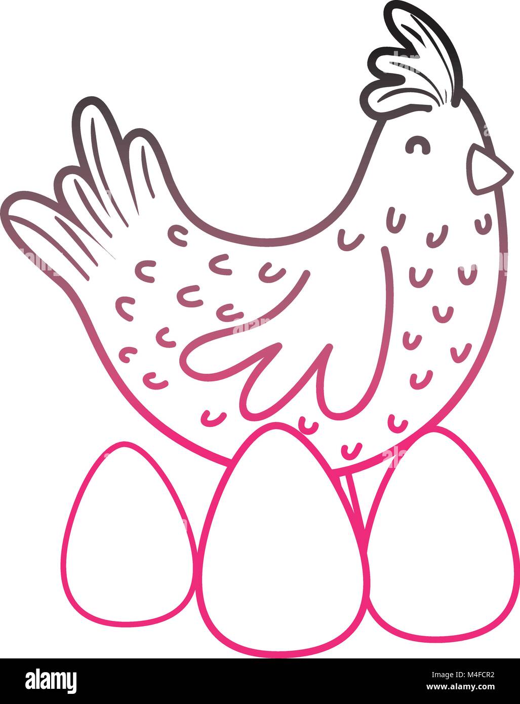 Line color rooster cute Stock Vector Images - Alamy