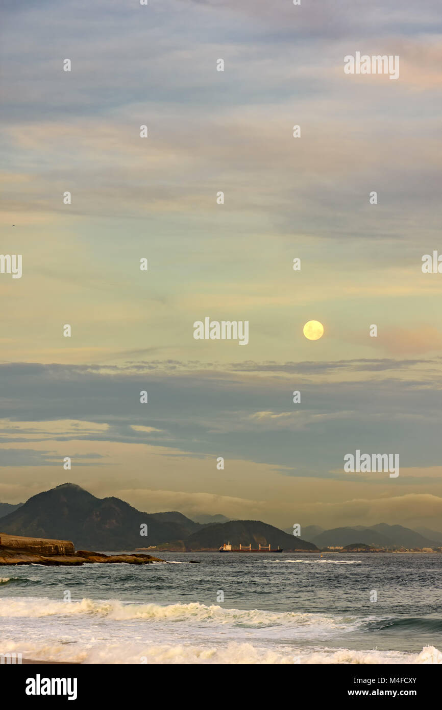 Moon over the sea in Ipanema Rio de Janeiro Stock Photo - Alamy