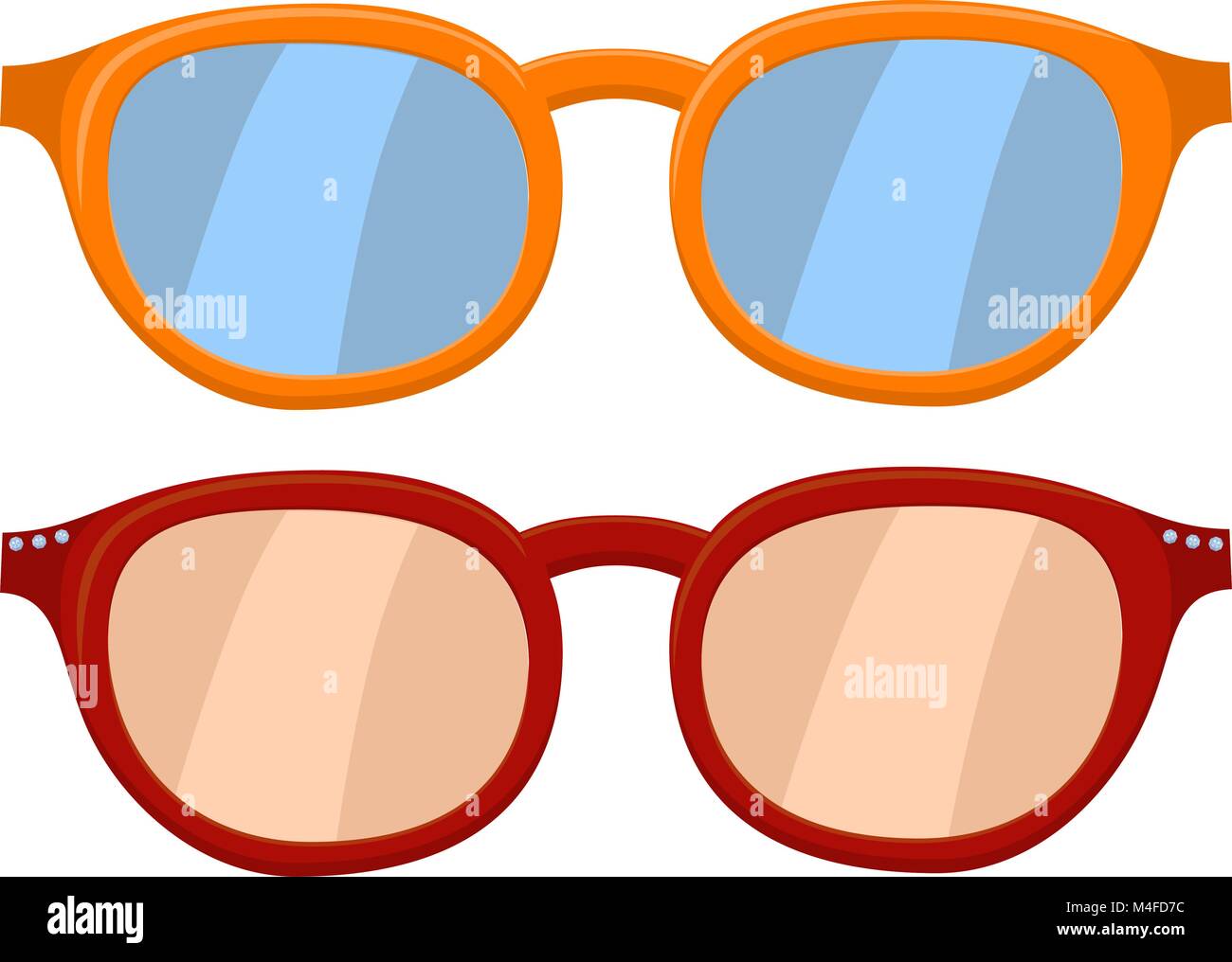 Cartoon icon poster glasses, spectacles red orange set Stock Vector ...