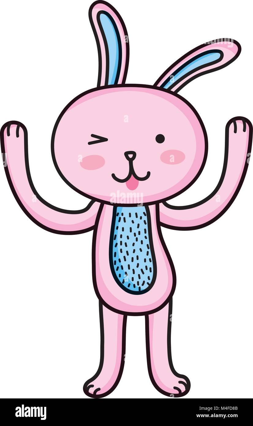 rabbit cartoon animal with hands up Stock Vector Image & Art - Alamy