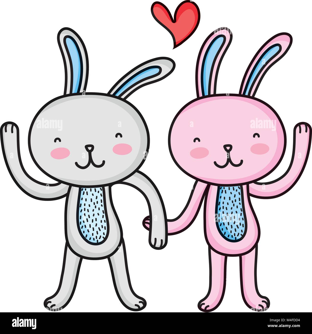 rabbit couple love with hands together Stock Vector Image & Art - Alamy