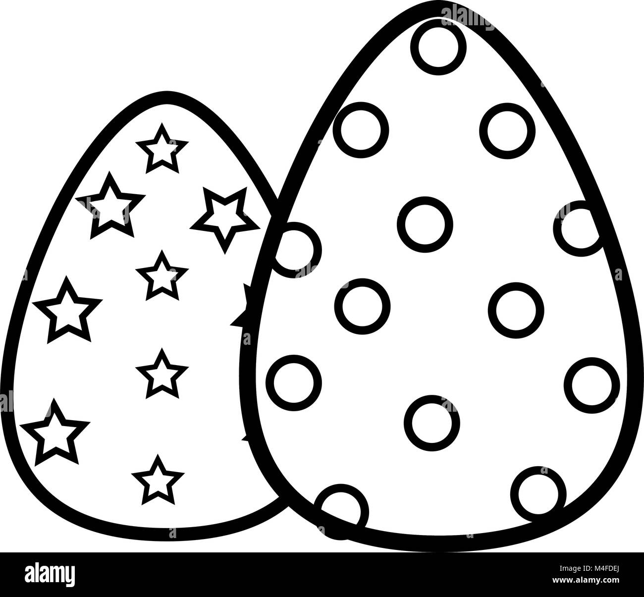 line eggs easter with points and stars decoration Stock Vector Image ...