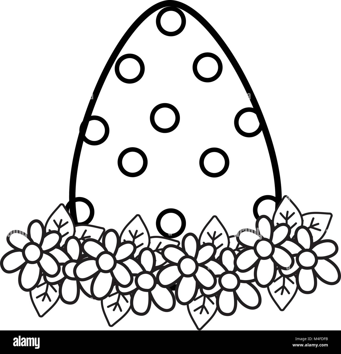 line egg easter with points and flower decoration Stock Vector Image ...