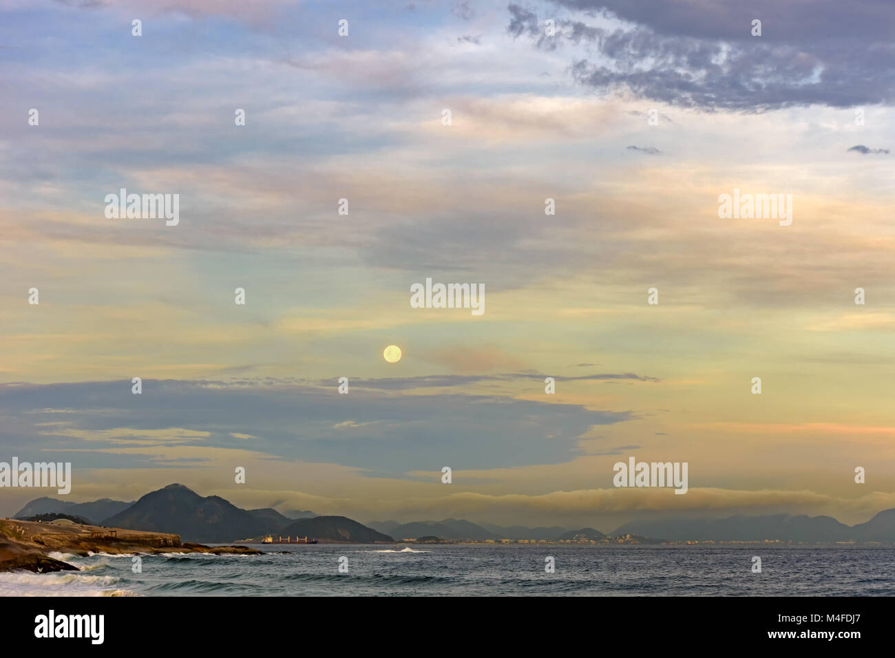 Moon over the sea in Ipanema Rio de Janeiro Stock Photo - Alamy
