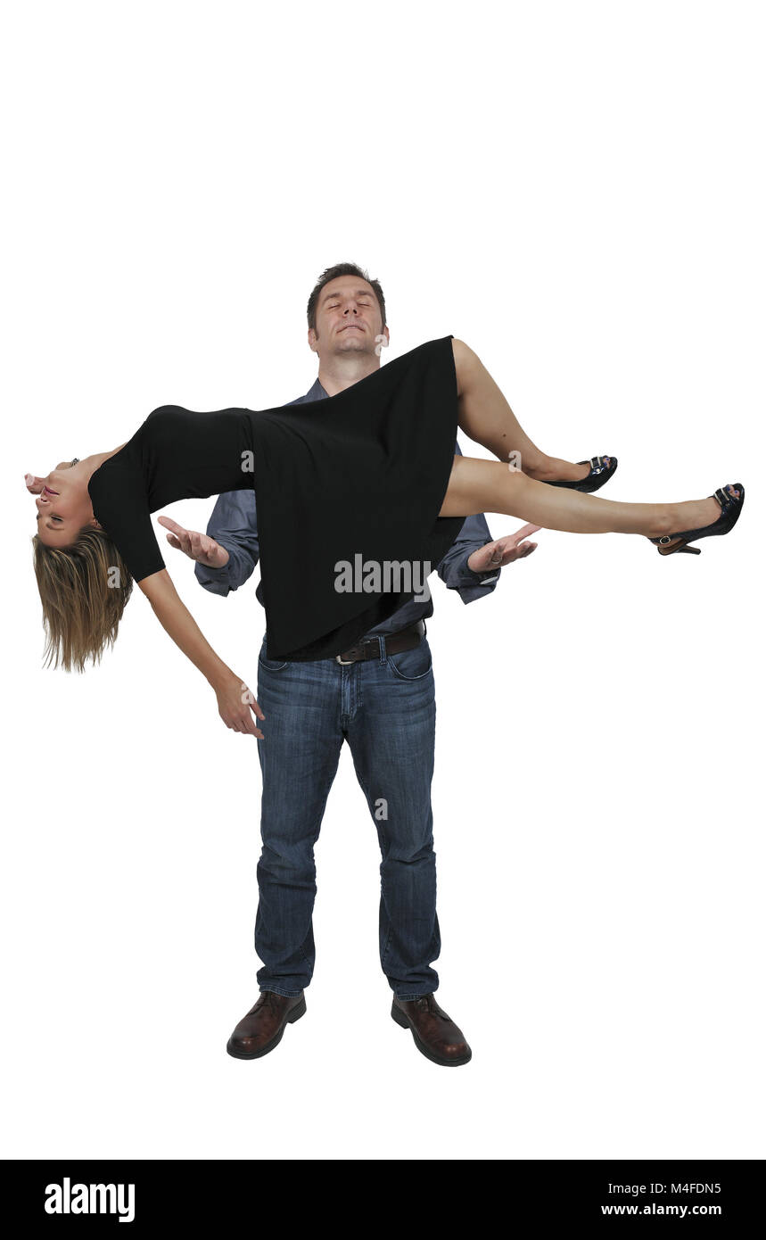 Man levitating a woman Stock Photo - Alamy