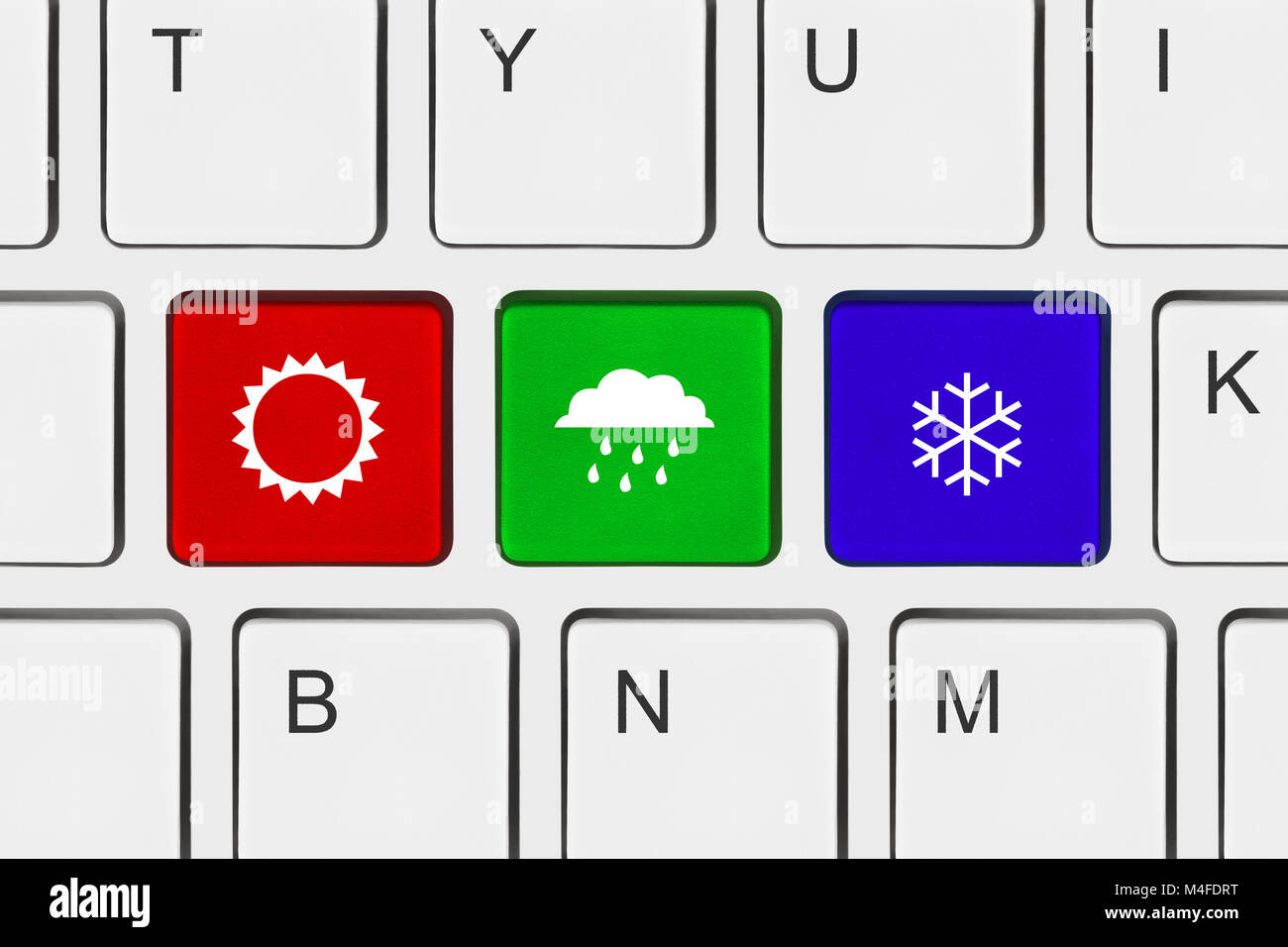 Computer keyboard with Weather key Stock Photo - Alamy