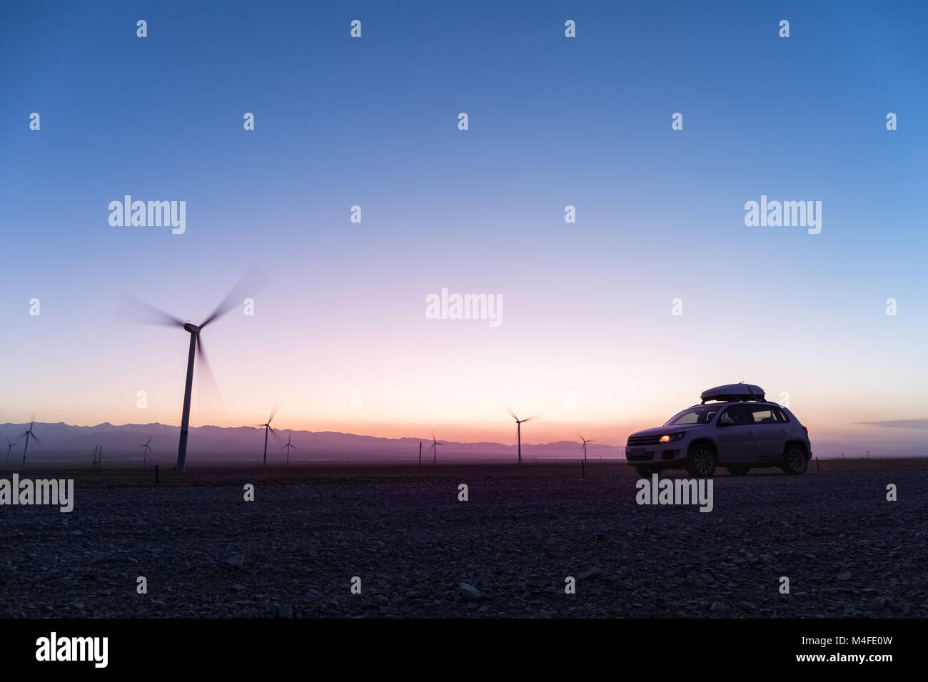 Wind turbine sunset pink hi-res stock photography and images - Alamy