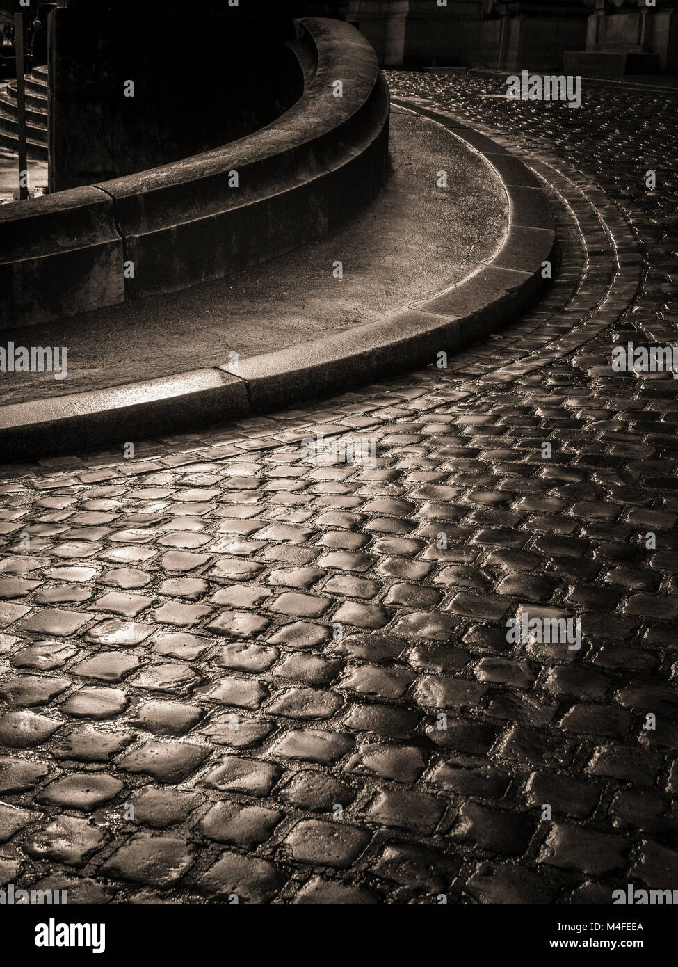 Wet cobblestone pavement, Paris, France, Europe Stock Photo - Alamy