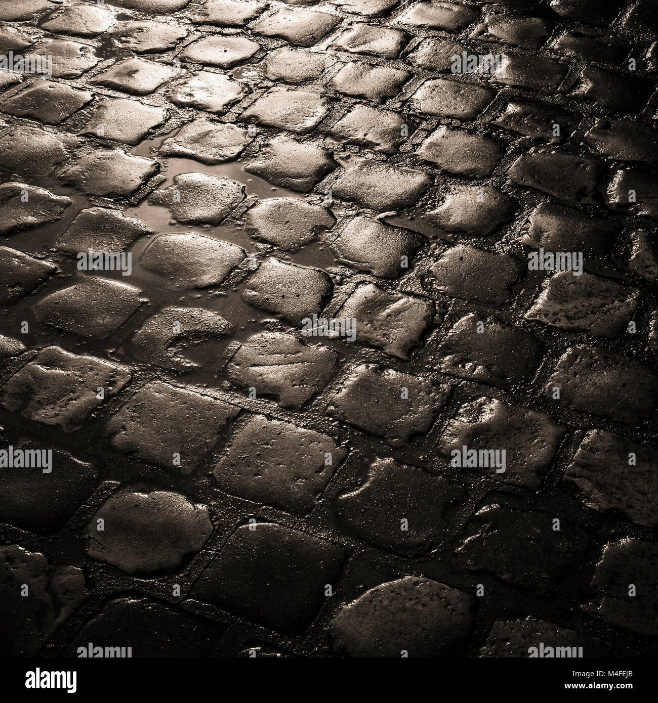 Wet cobblestone pavement, Paris, France, Europe Stock Photo - Alamy