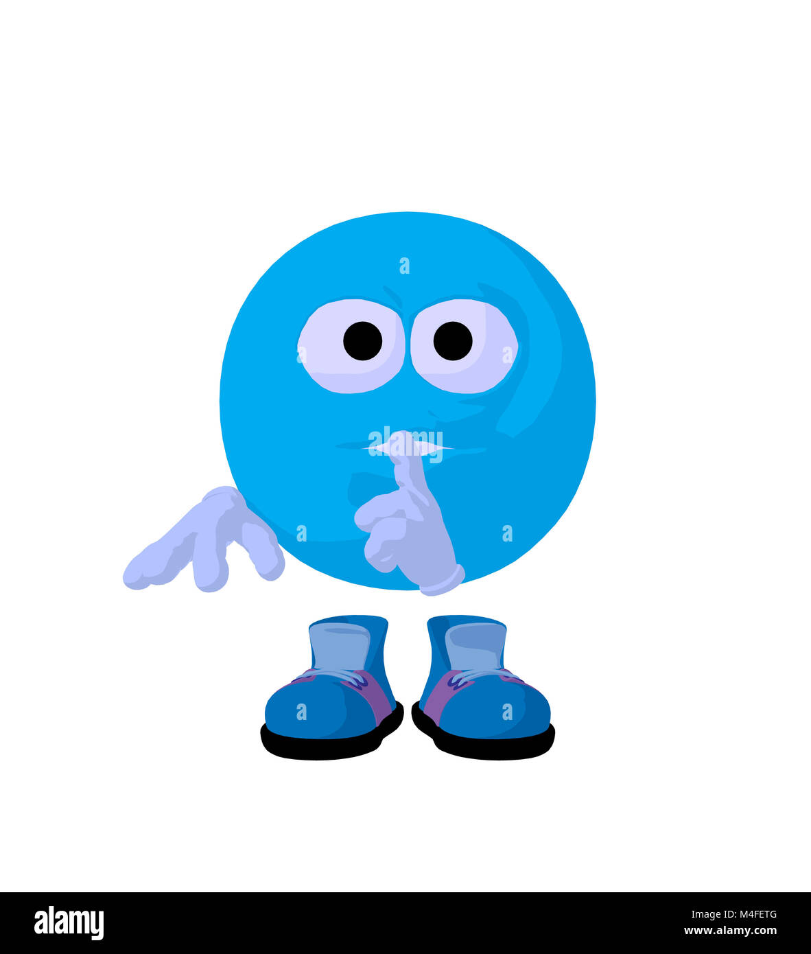Cute blue emoticon art illustration on a white background Stock Photo ...