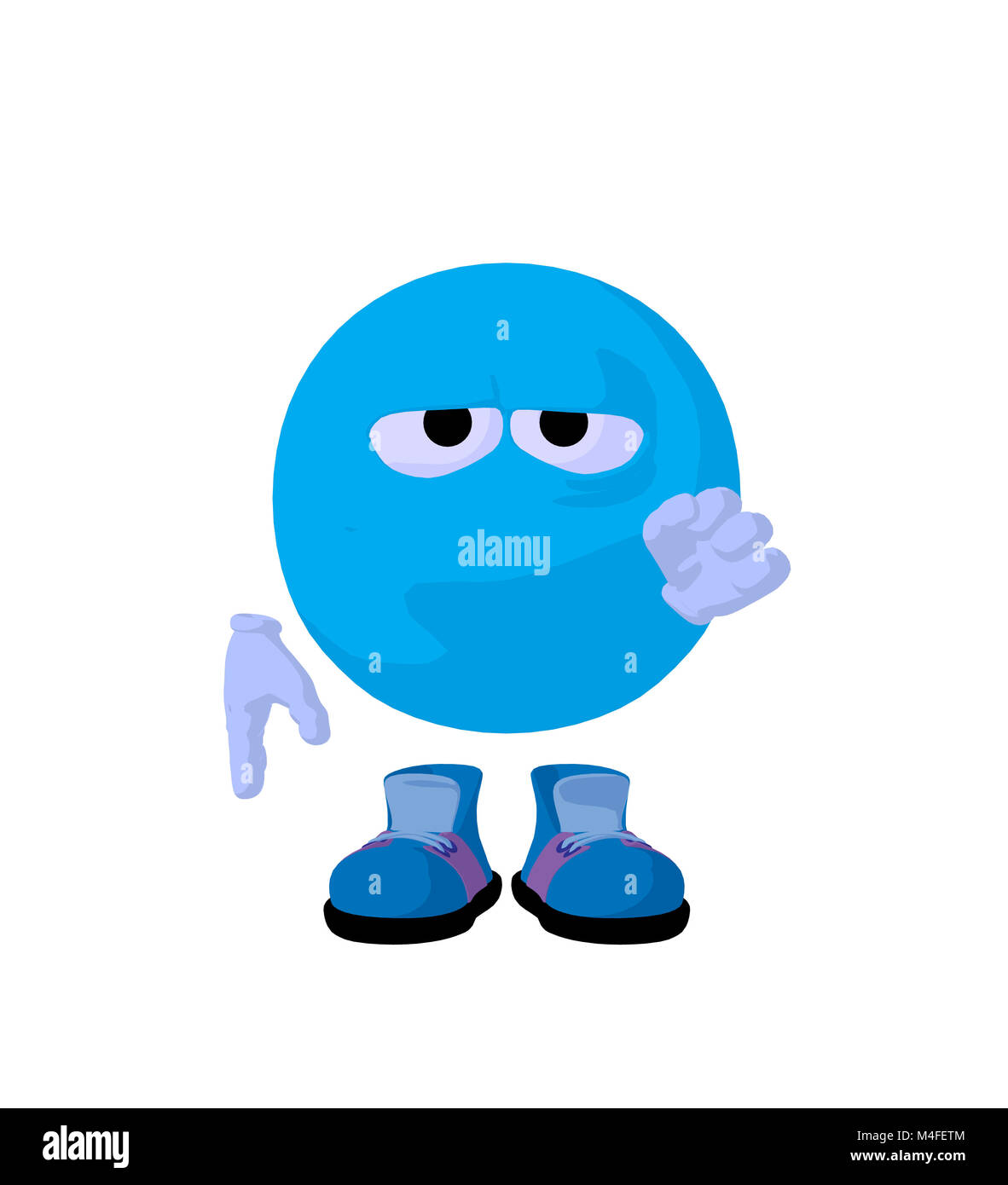 Cute blue emoticon art illustration on a white background Stock Photo ...