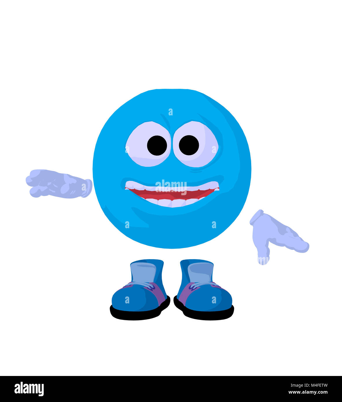 Cute blue emoticon art illustration on a white background Stock Photo ...
