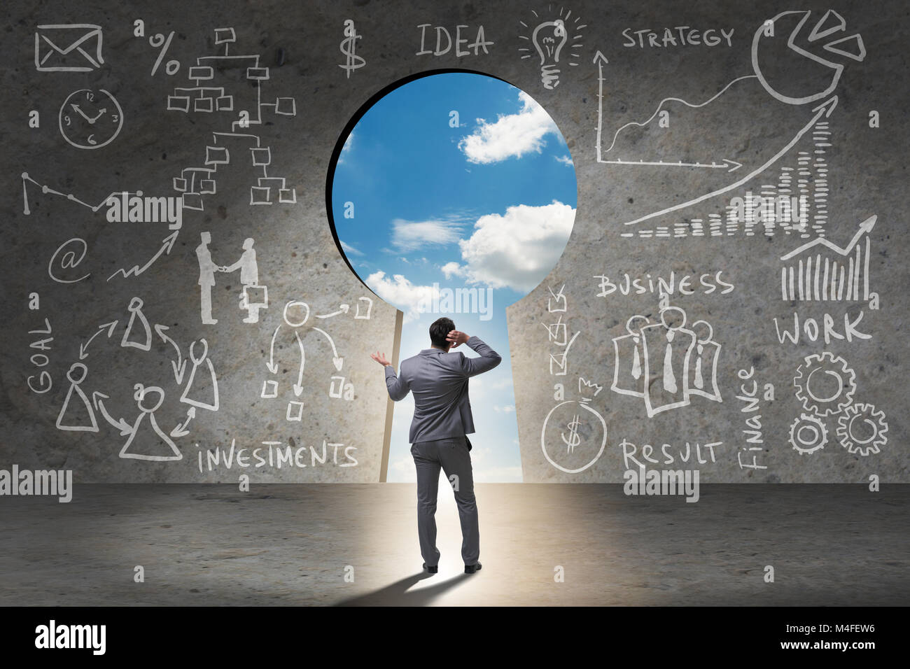 Businessman standing in front of keyhole hi-res stock photography and ...