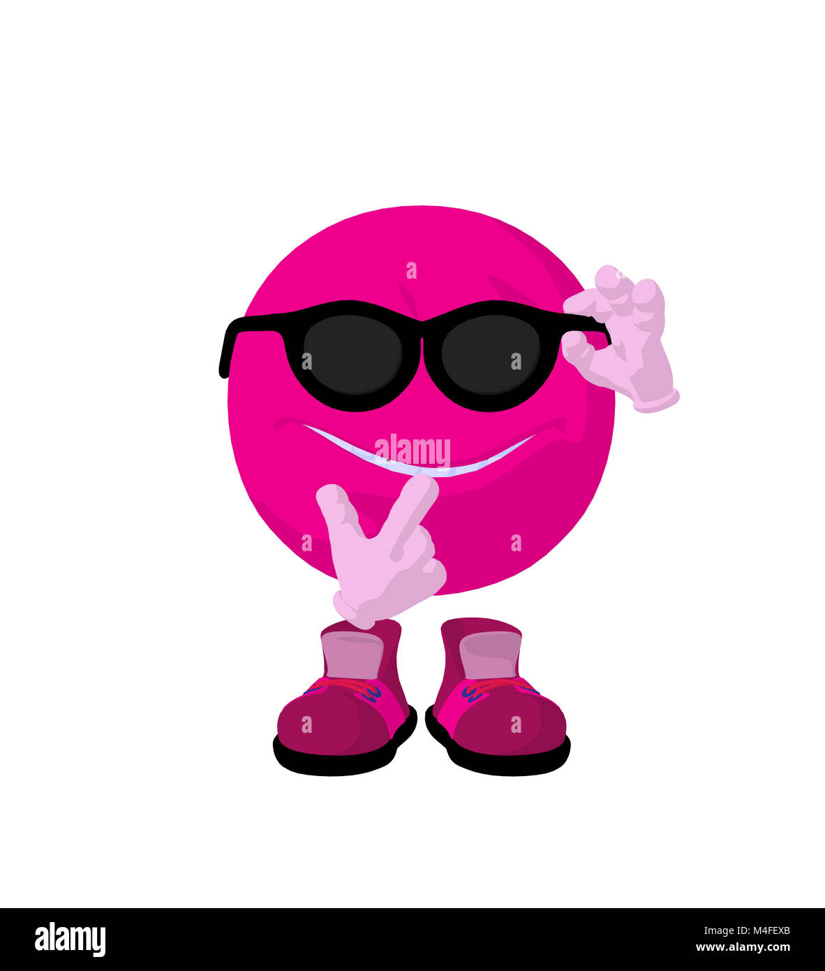 Cute pink emoticon art illustration on a white background Stock Photo ...