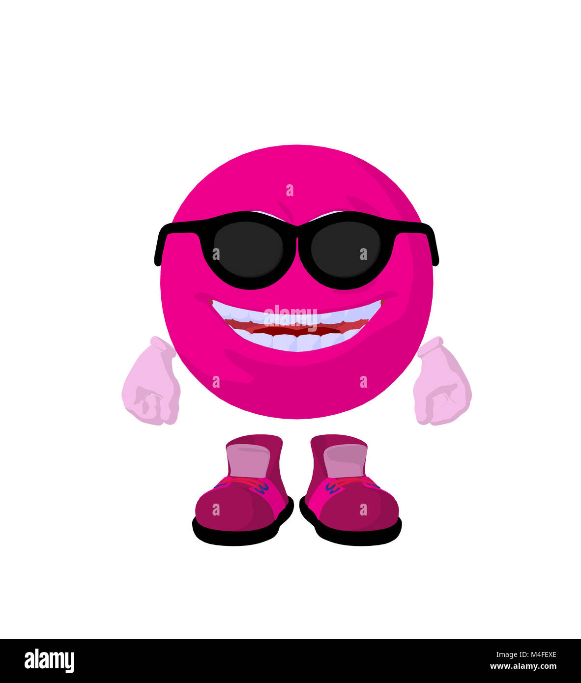 Cute pink emoticon art illustration on a white background Stock Photo ...
