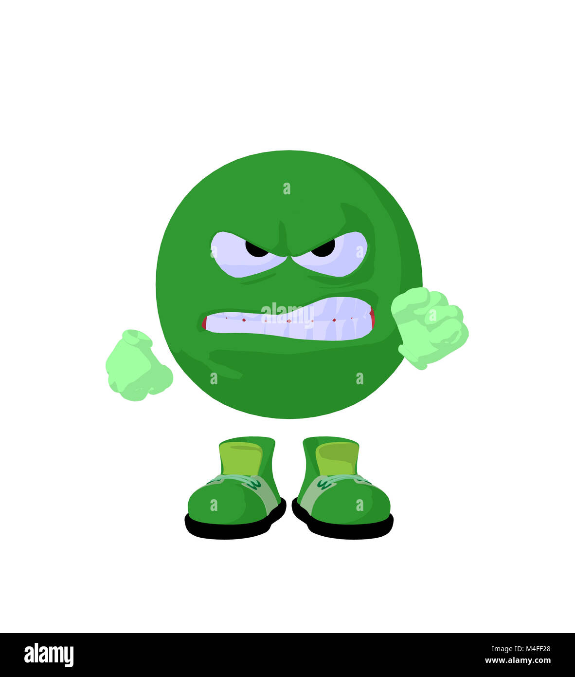 Cute green emoticon art illustration on a white background Stock Photo ...