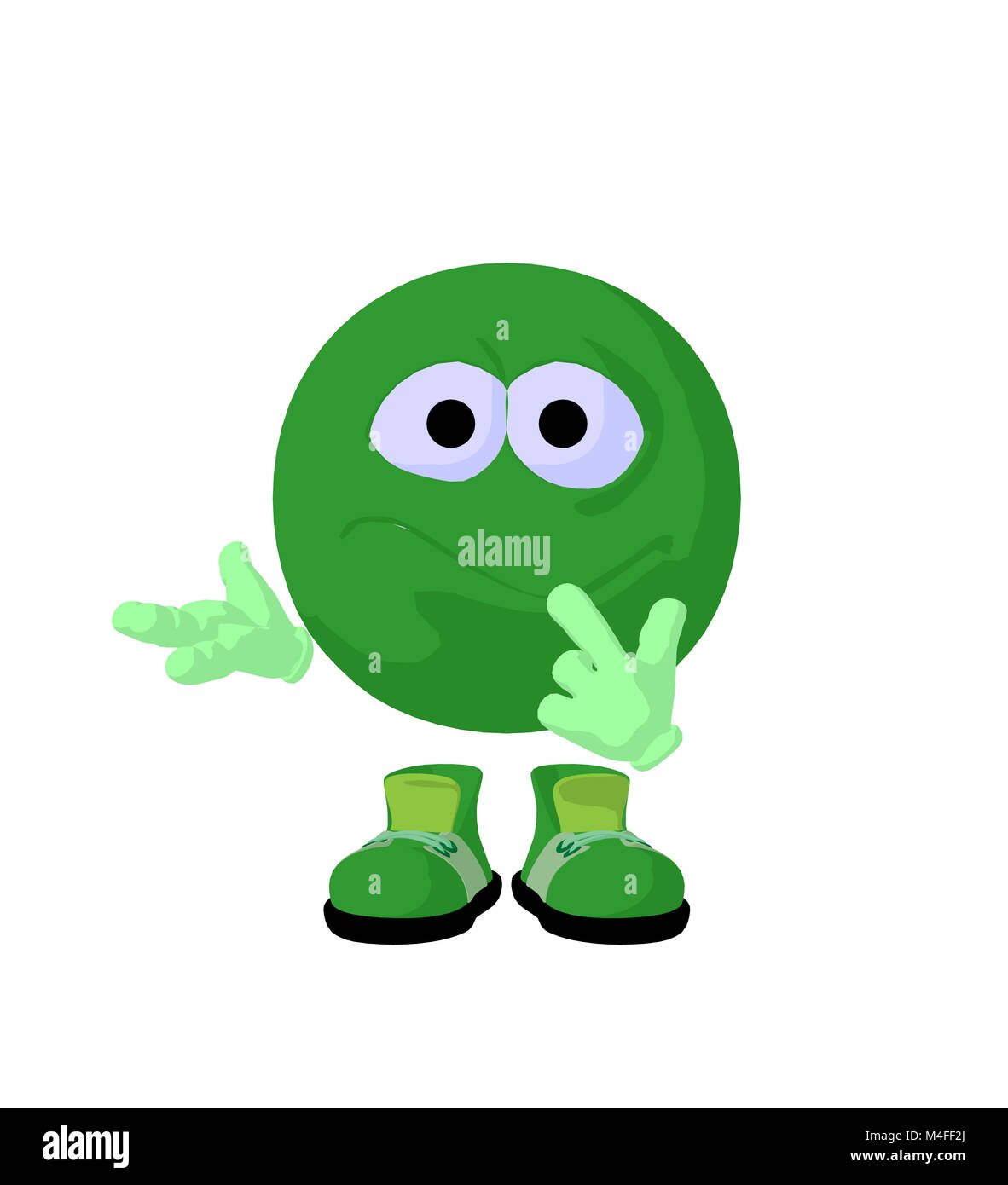 Cute green emoticon art illustration on a white background Stock Photo ...