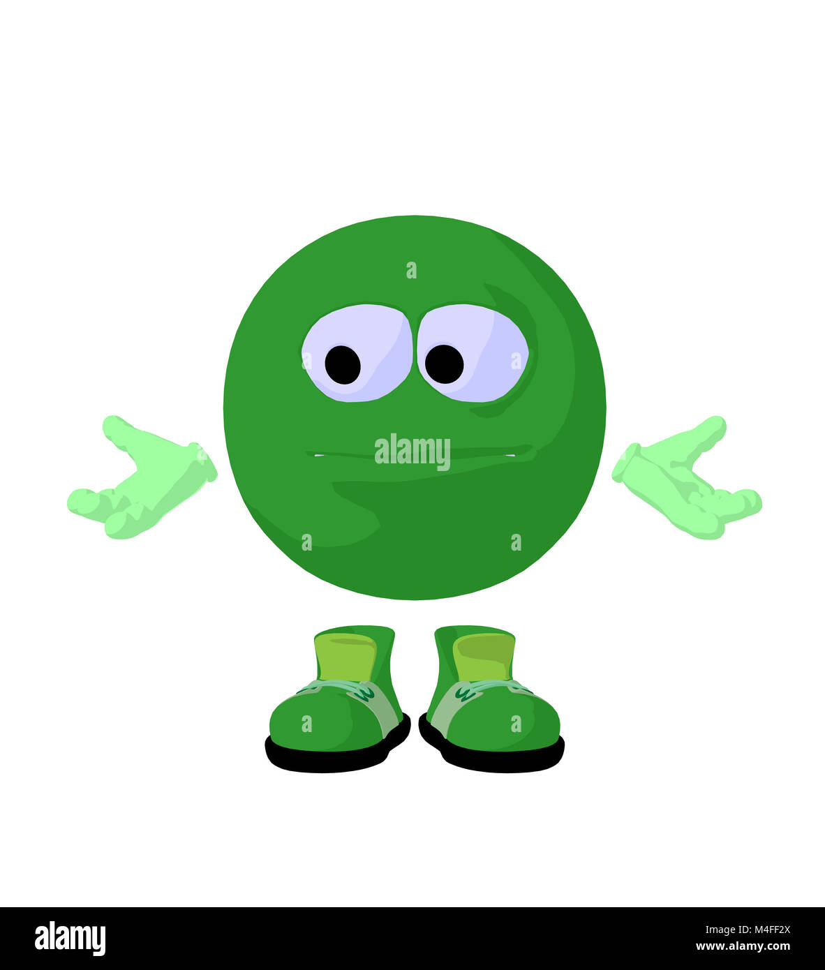 Cute green emoticon art illustration on a white background Stock Photo ...