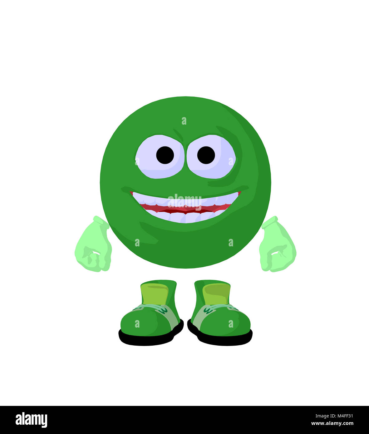 Cute green emoticon art illustration on a white background Stock Photo ...