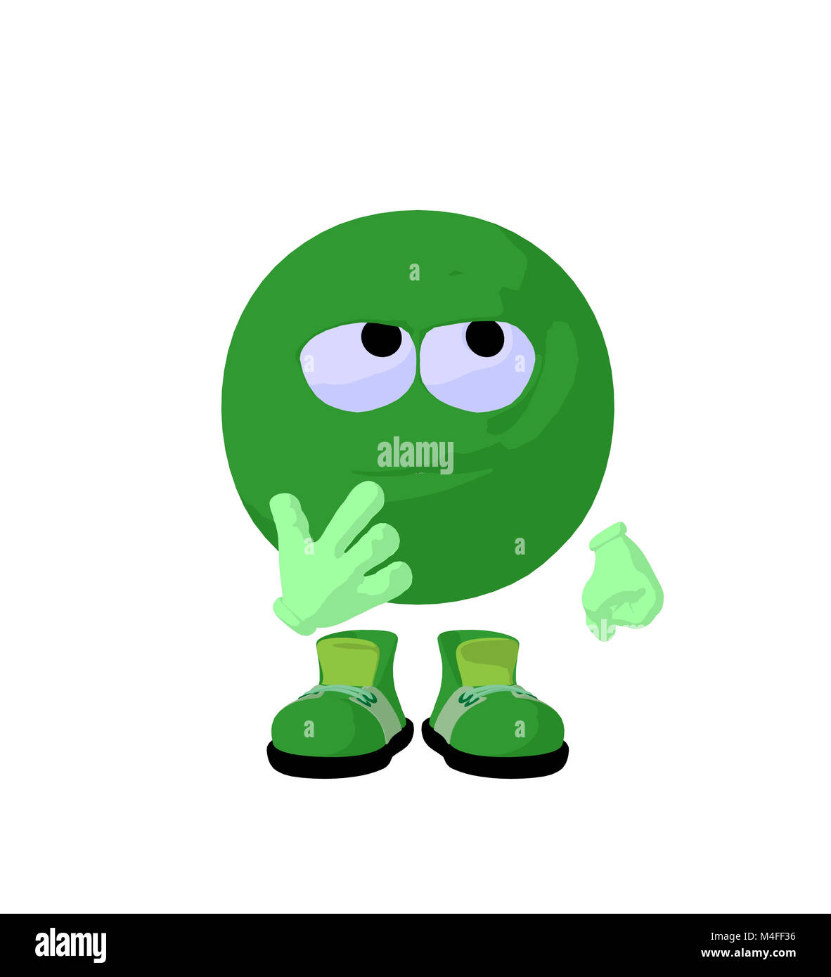 Cute green emoticon art illustration on a white background Stock Photo ...