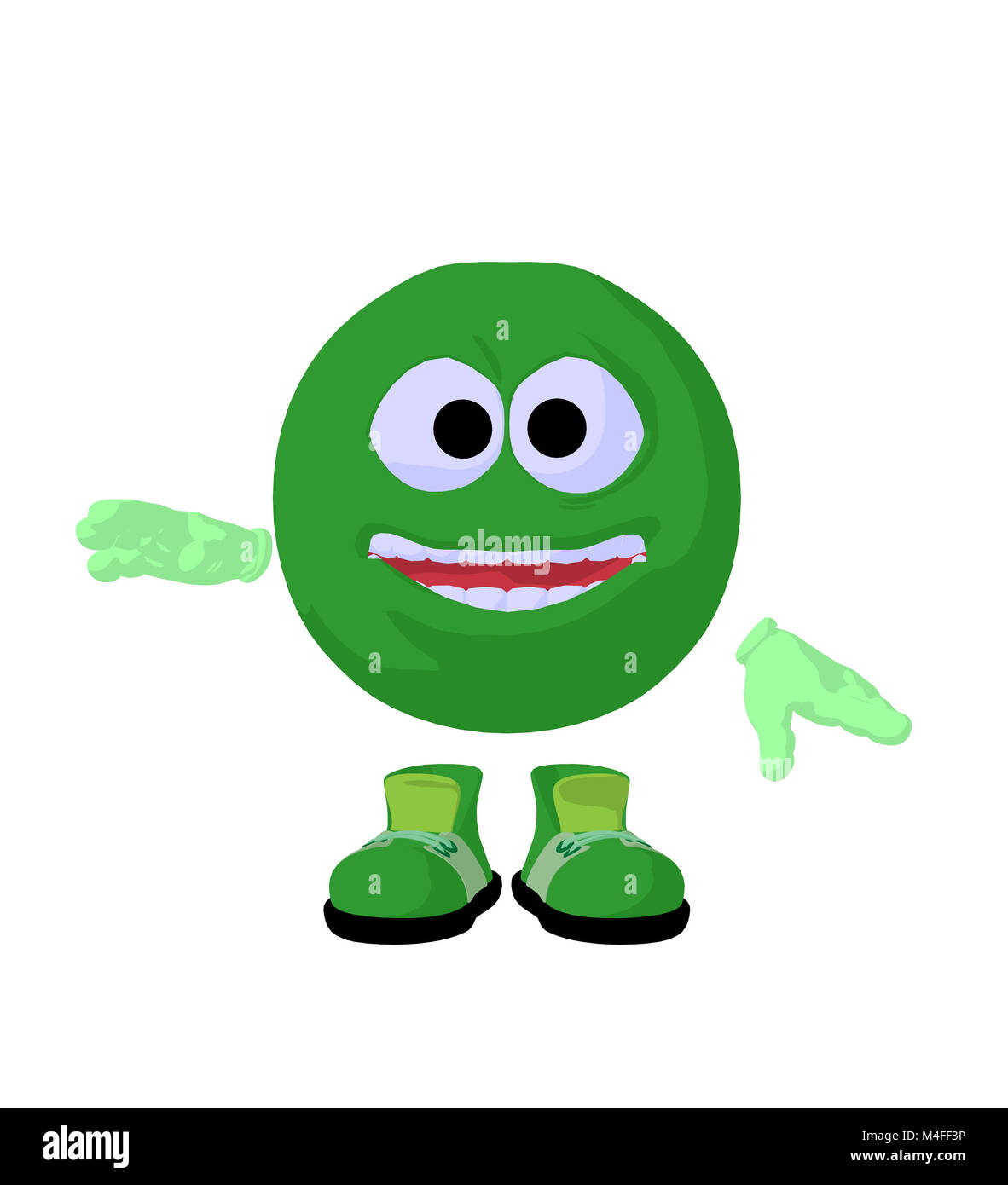 Cute green emoticon art illustration on a white background Stock Photo ...