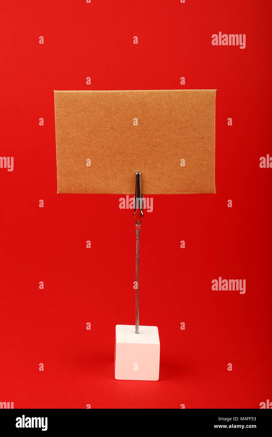 Blank brown kraft cardboard paper parchment sign with copy space on ...