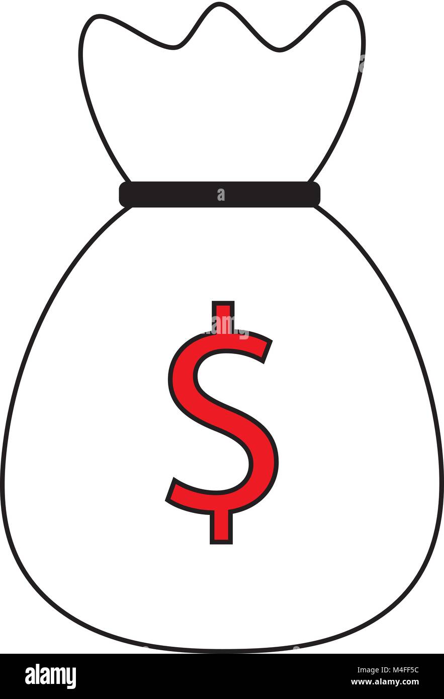 Dollar currency icon or logo vector over a money bag. Symbol for United ...
