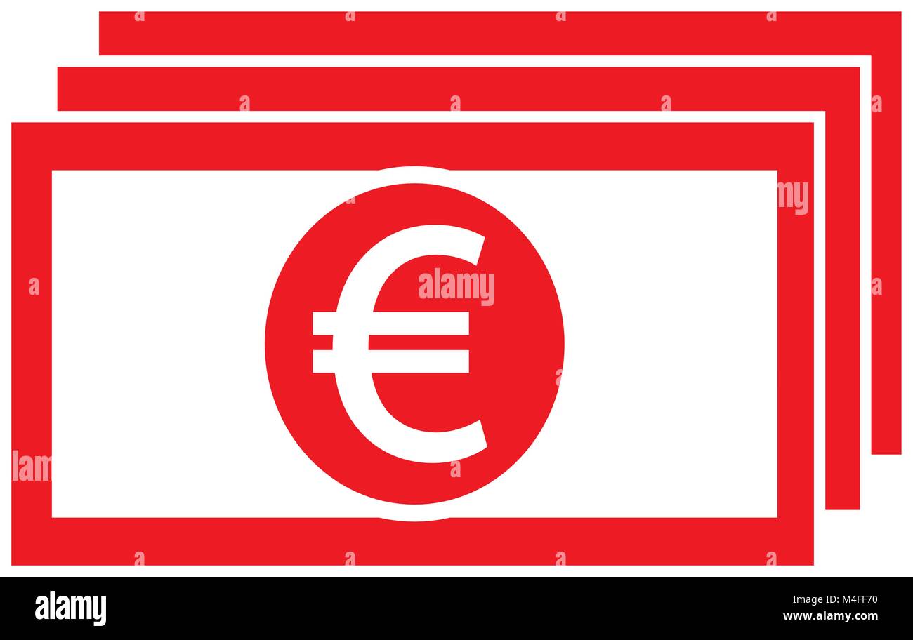 Euro currency icon or logo vector on a bank note or bill. Symbol for ...
