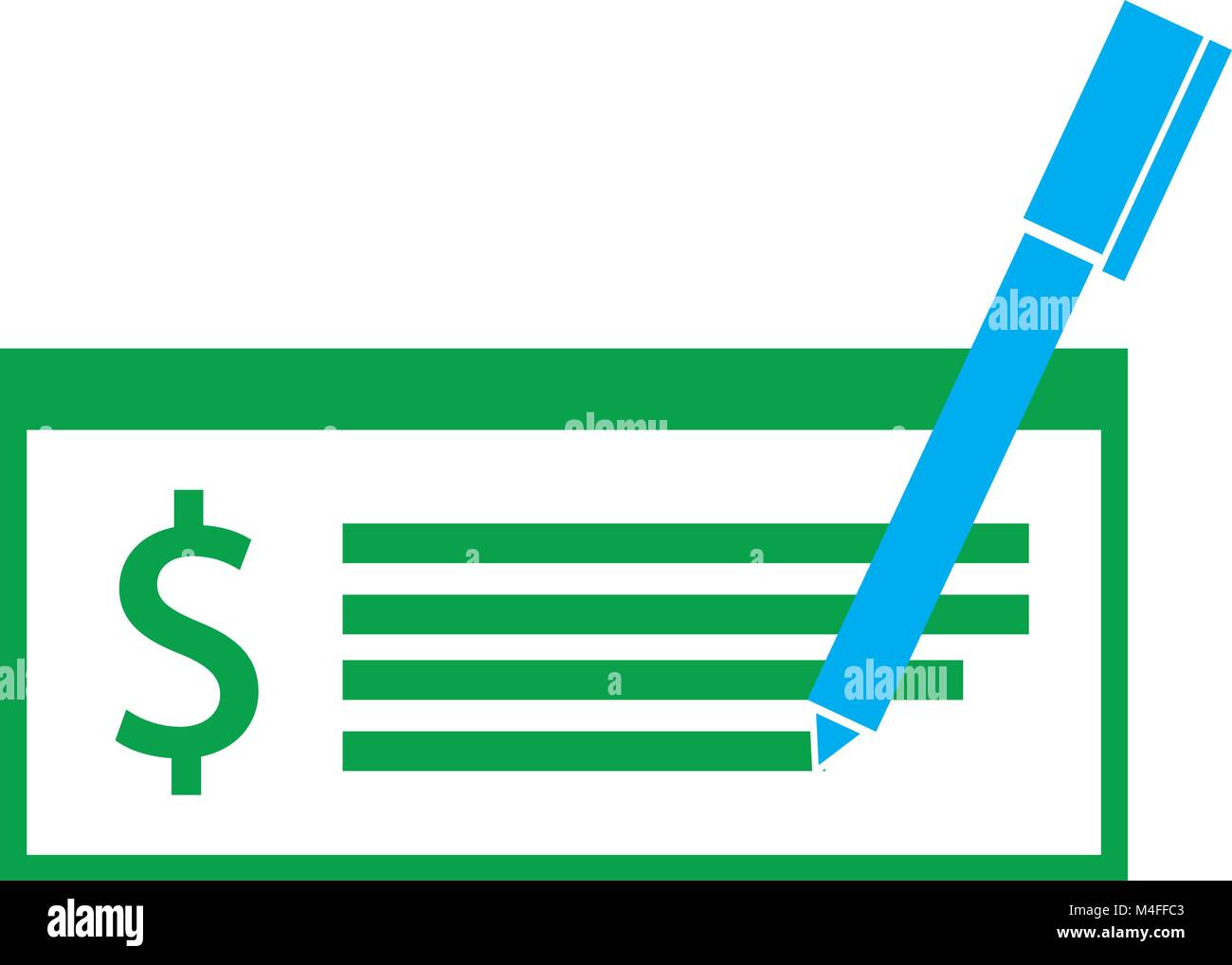 Dollar currency icon or logo vector on a paycheck or cheque. Symbol for ...