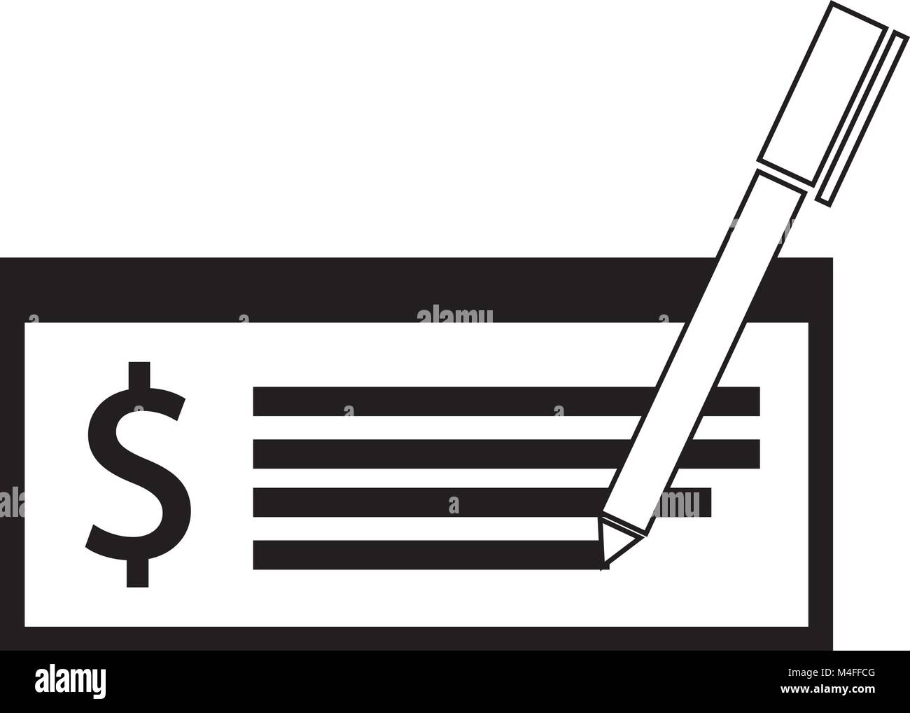 Dollar currency icon or logo vector on a paycheck or cheque. Symbol for ...