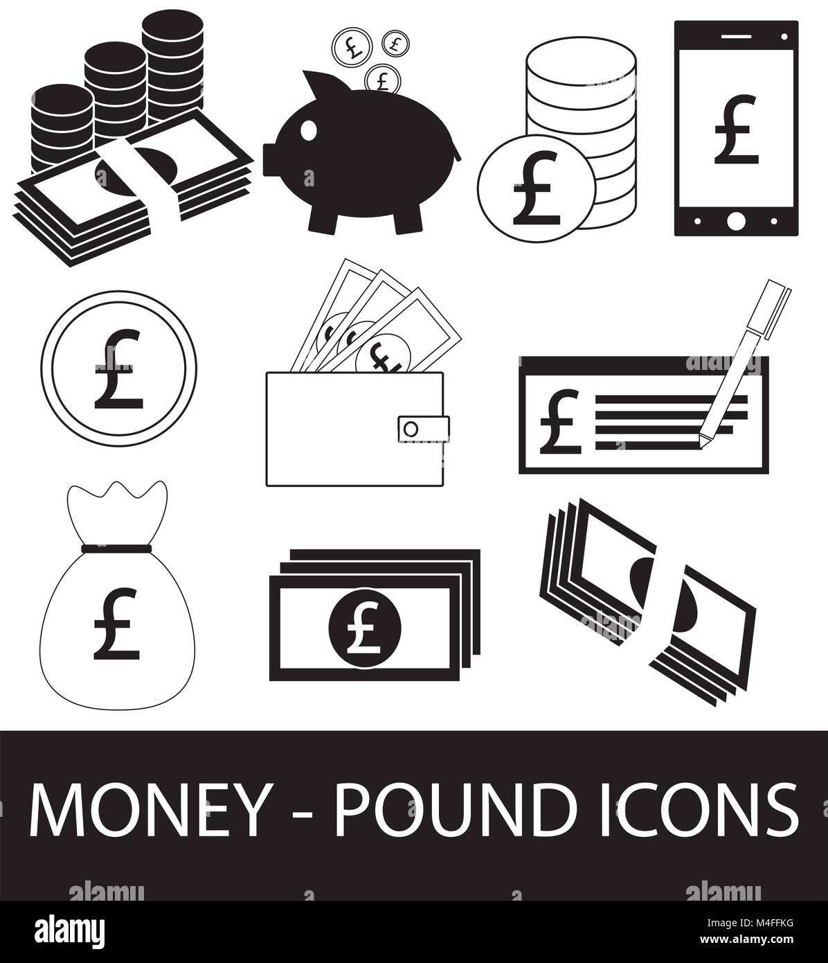 English notes currency black wallet Stock Vector Images - Alamy