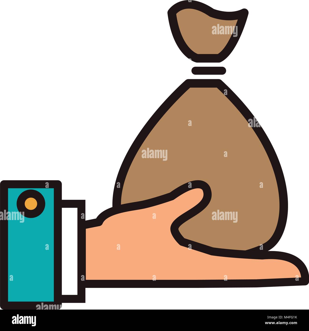 Hand with money bag Stock Vector Image & Art - Alamy