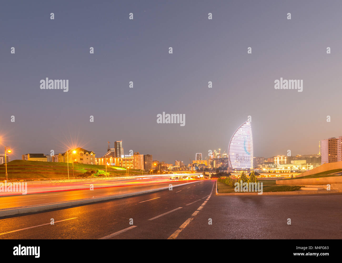 Night view of Baku Azerbaijan during sunset Stock Photo - Alamy