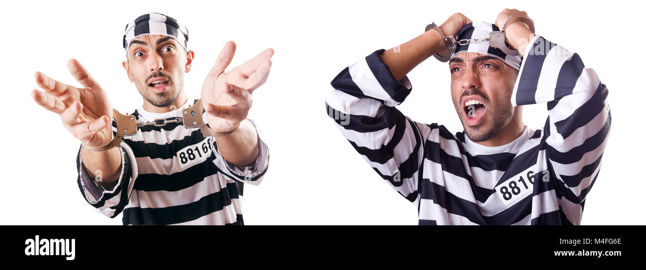 Convict criminal in striped uniform Stock Photo - Alamy