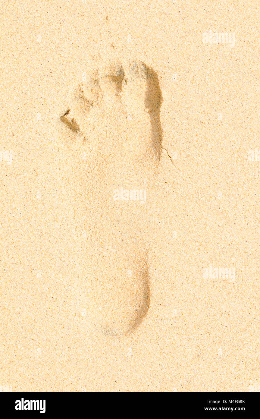 Detail of a footprint on the beach Stock Photo - Alamy