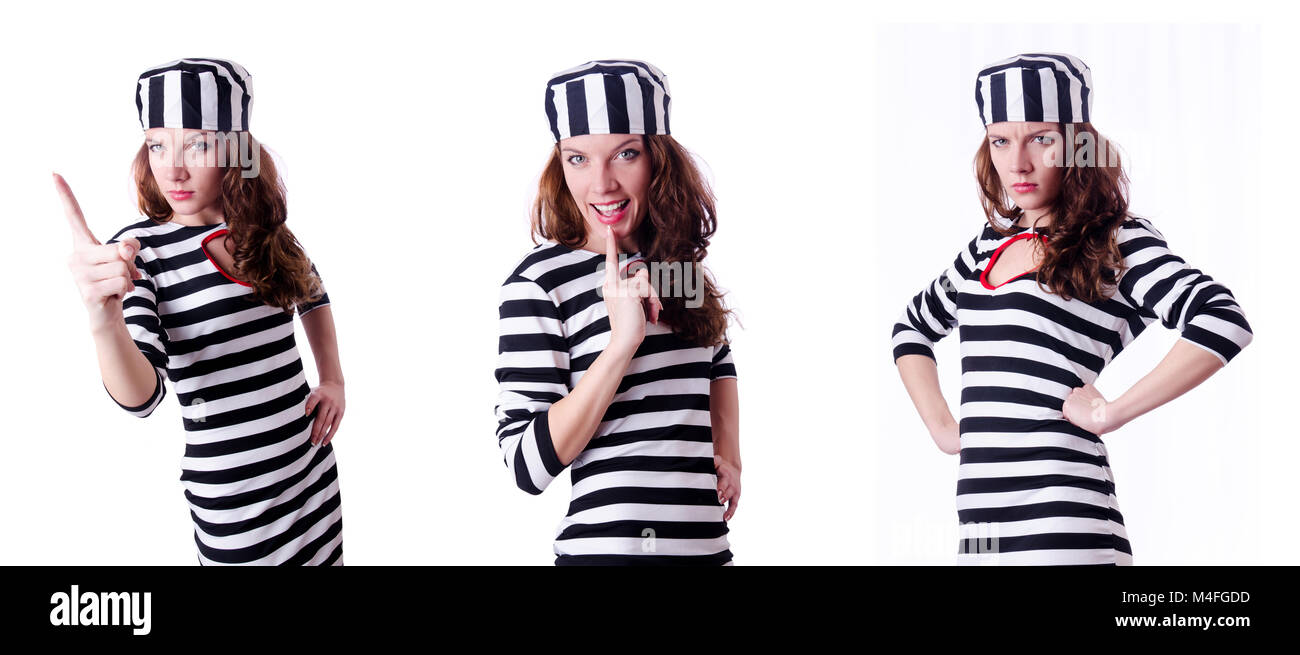 Convict criminal in striped uniform Stock Photo - Alamy