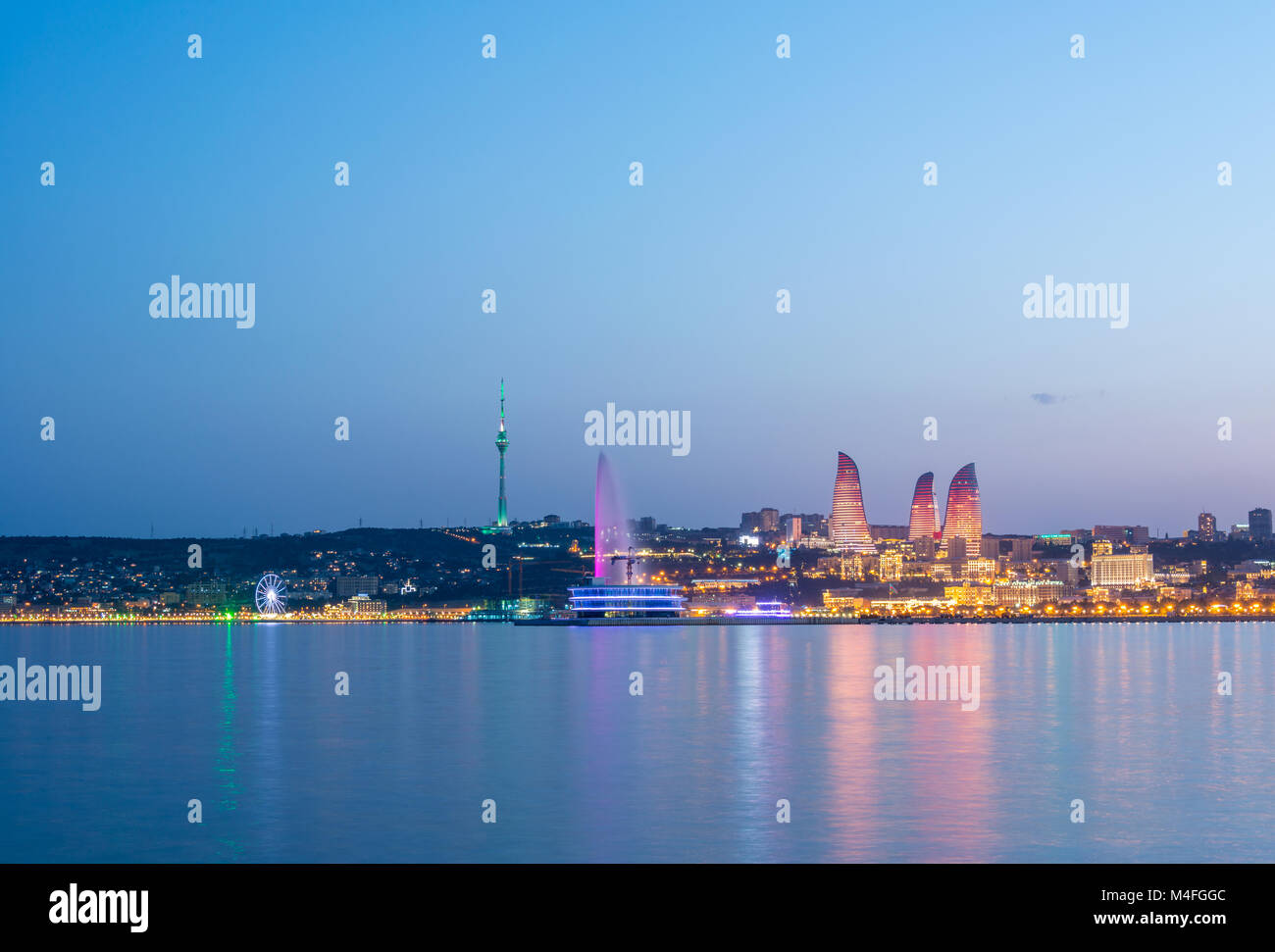 Night view of Baku Azerbaijan during sunset Stock Photo - Alamy