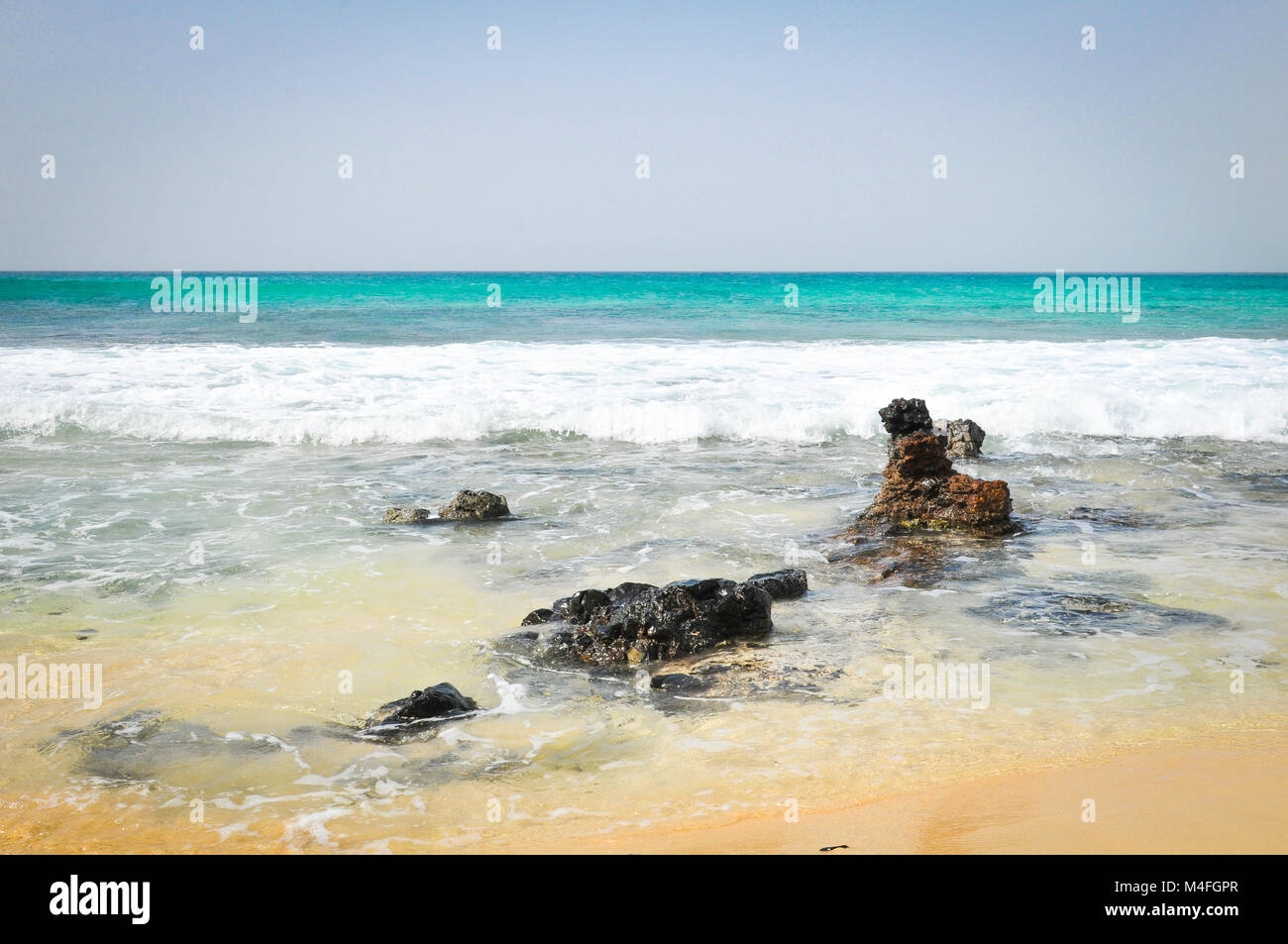 Sea panorama with volcanic rocks in Cape Verde Stock Photo - Alamy
