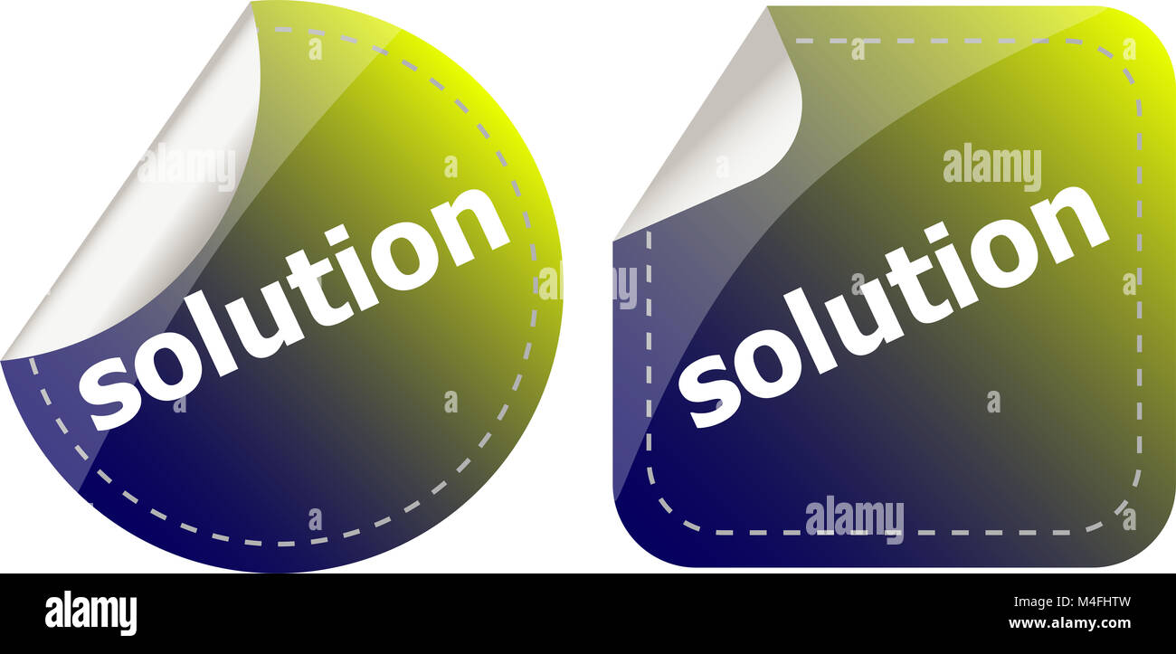 solution stickers set, icon button isolated on white Stock Photo - Alamy